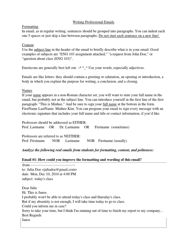 How To Write Professional Email | PDF | Paragraph | Email
