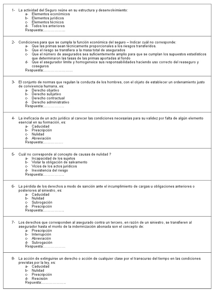 400 Preguntas de Examen de PAS - Sin Resp | PDF | Póliza de seguros | Reaseguro