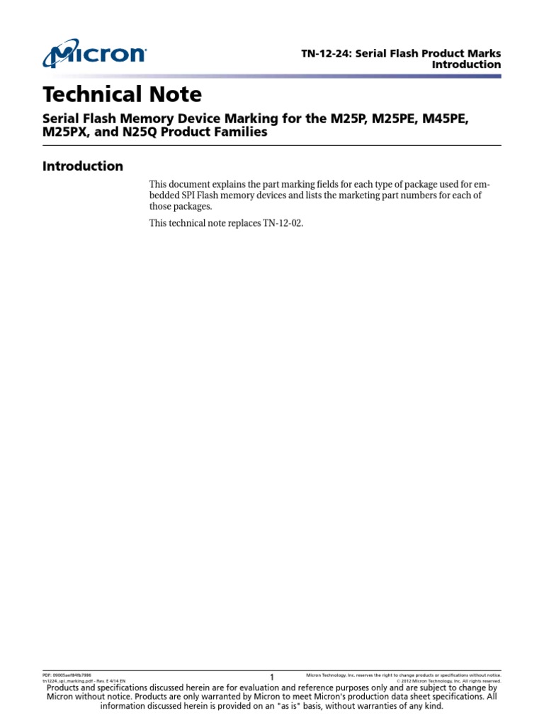 Tn1224 Spi Marking For Micron Flash Chips | PDF | Flash Memory ...