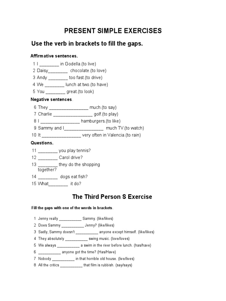 Present Simple Exercises | PDF | Leisure
