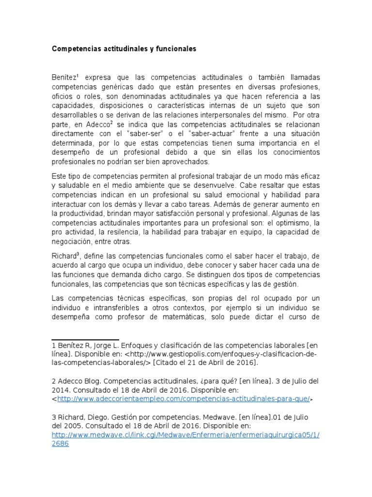 Competencias Actitudinales y Funcionales | PDF | Ingeniería Industrial ...