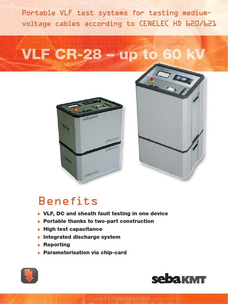 VLF CR-28 - Up To 60 KV: Benefits | PDF | Cable | Capacitor