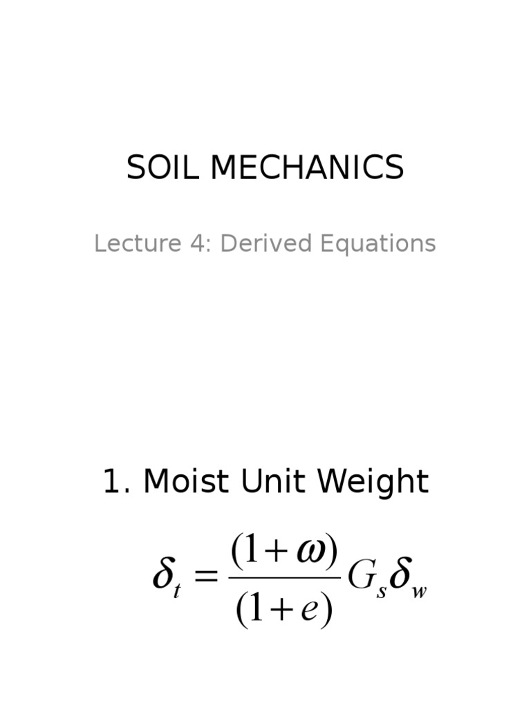 SOIL MECHANICS Derived Equations | PDF | Density | Soil Mechanics