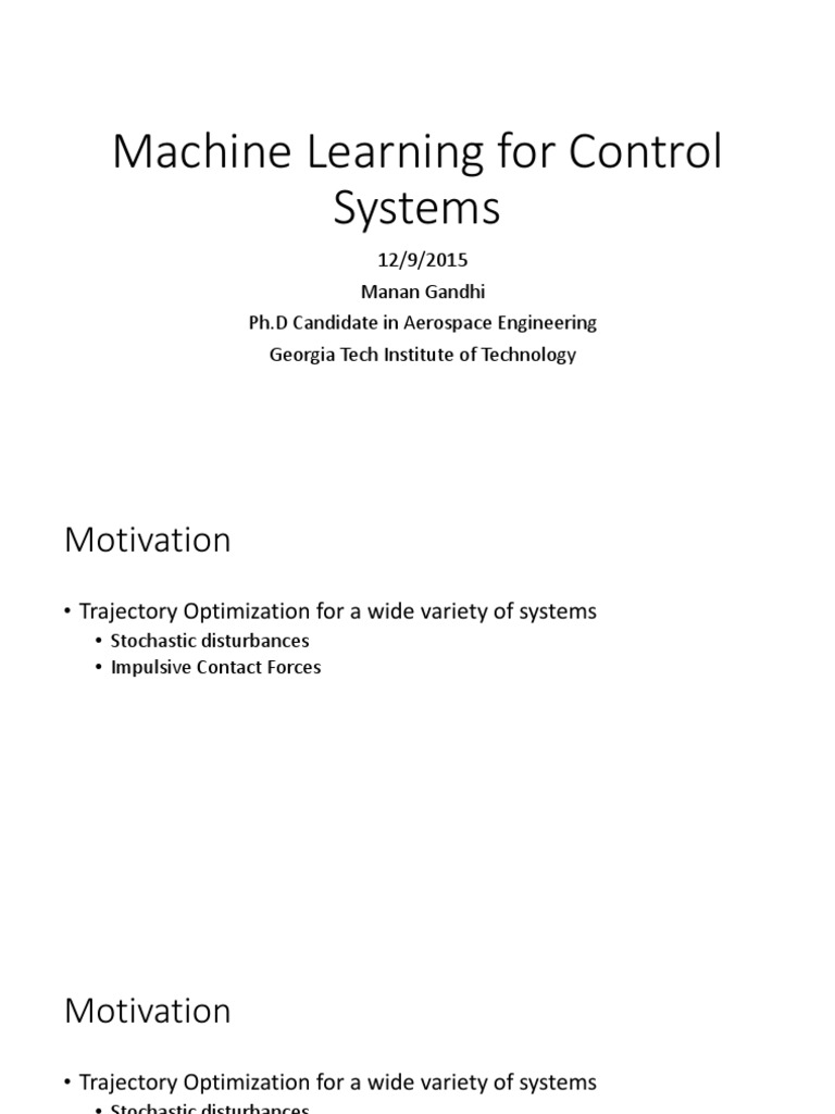 AE8803 Final Presentation Manan Gandhi | PDF | Optimal Control ...