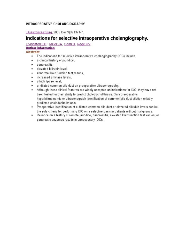 Intraoperative Cholangiography | PDF | Health Sciences | Gastroenterology