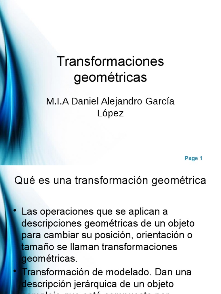 3d - Transformaciones Geométricas | PDF | Rotación | Geometría euclidiana