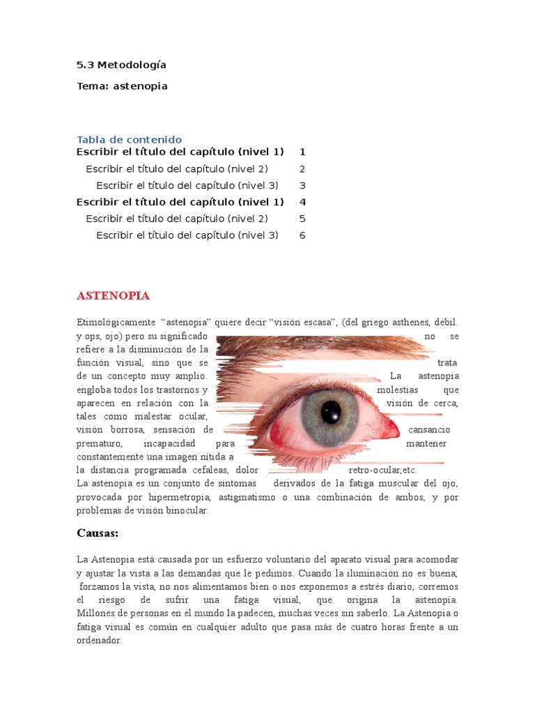 Astenopia | PDF | Percepción visual | Ojo humano