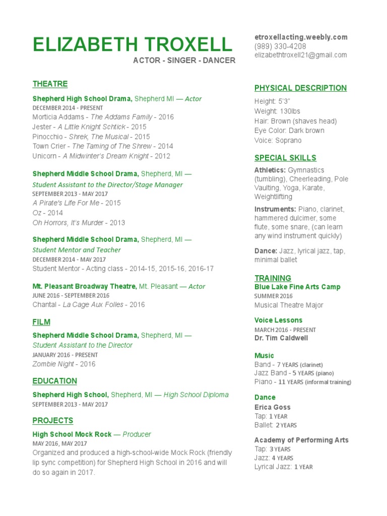 Elizabeth Troxell: Theatre Physical Description | PDF | Language Arts ...