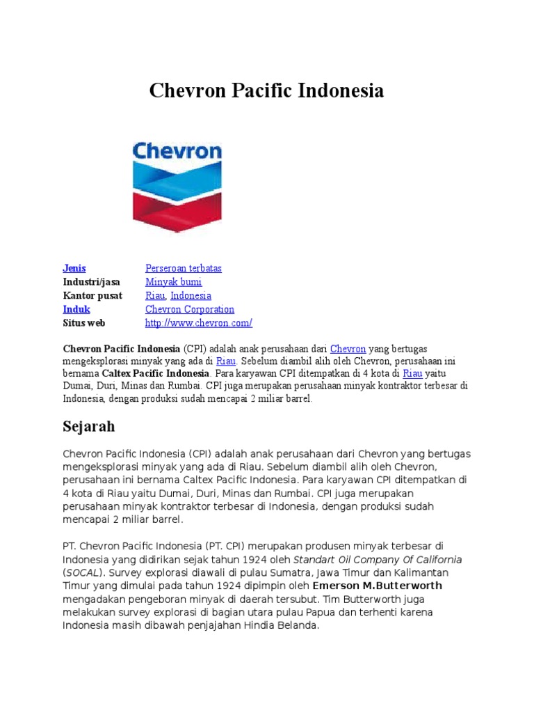 Sejarah dan Perkembangan Chevron CPI | PDF | Sains & Matematika