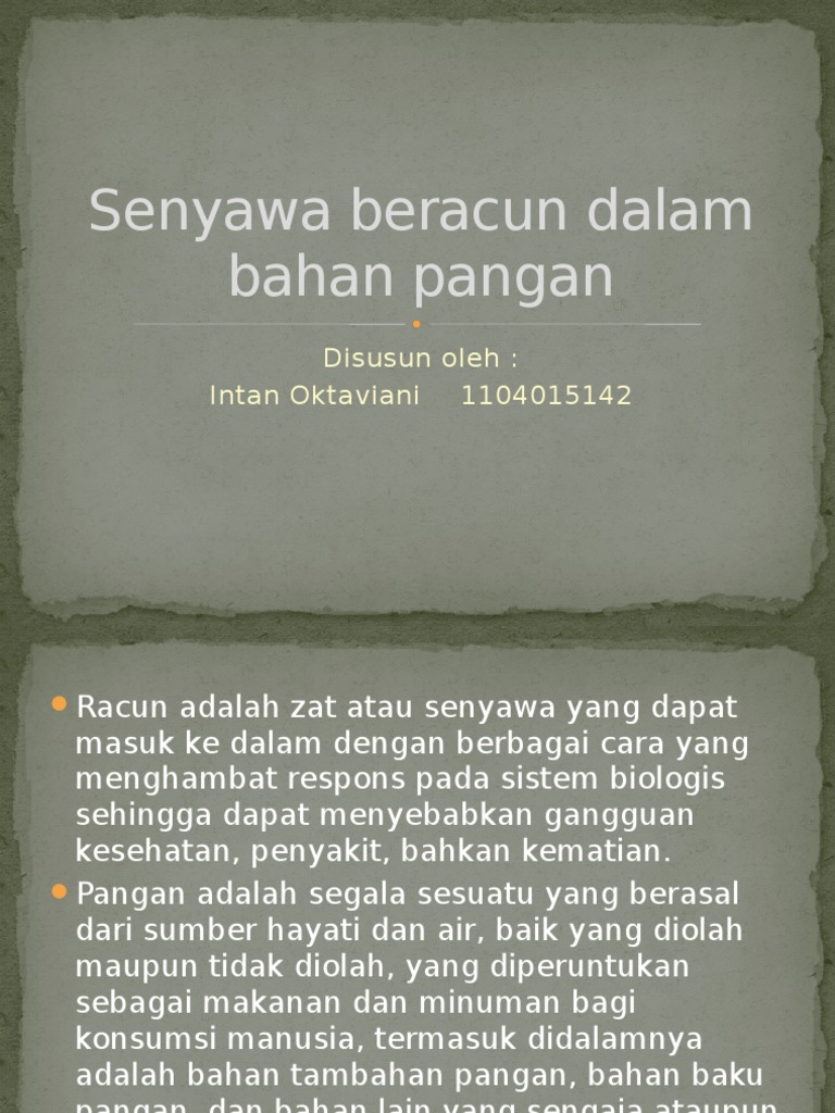 Senyawa Beracun dalam Pangan dan Dampaknya | PDF | Kesehatan Holistik ...