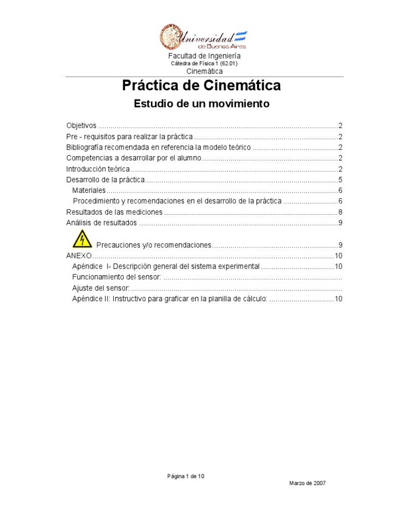 Práctica de Cinemática PDF | PDF