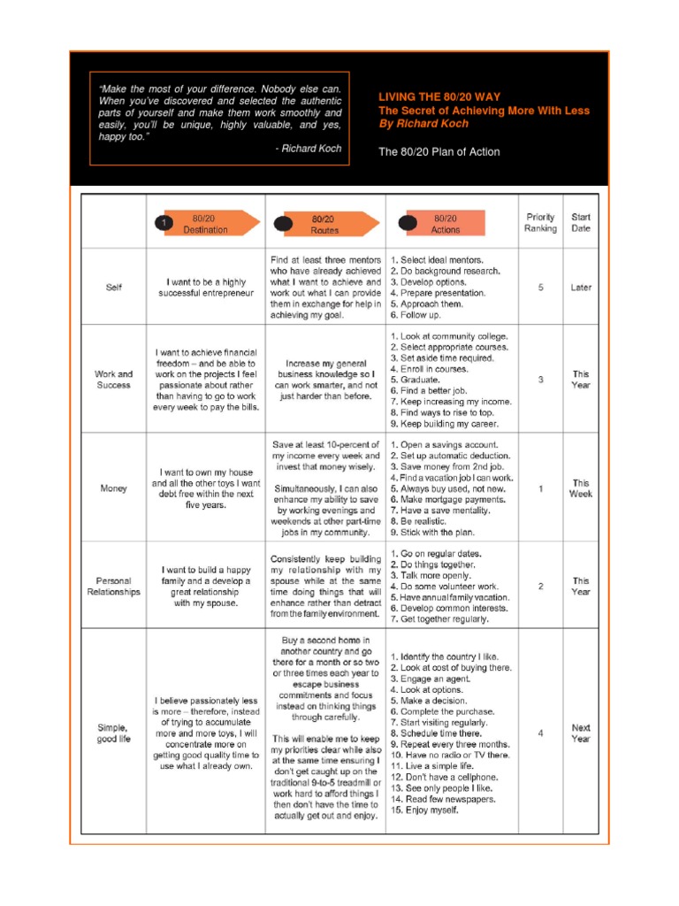 The 80 20 Plan of Action | PDF
