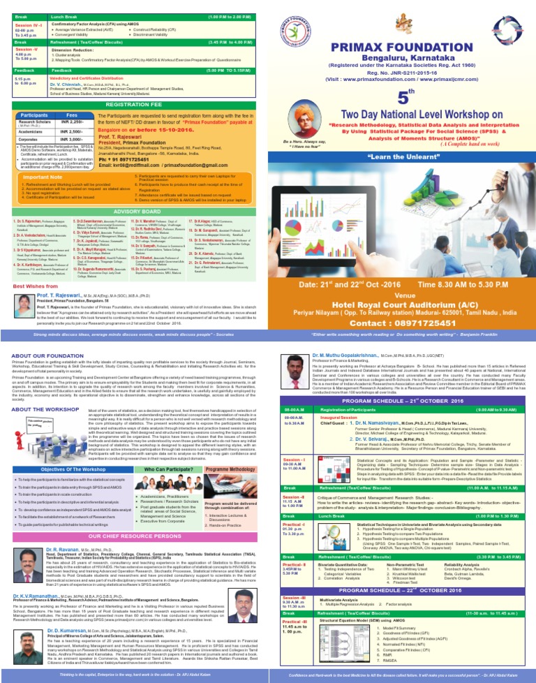 Workshop On Data Analysis Using SPSS and AMOS | PDF | Statistics ...