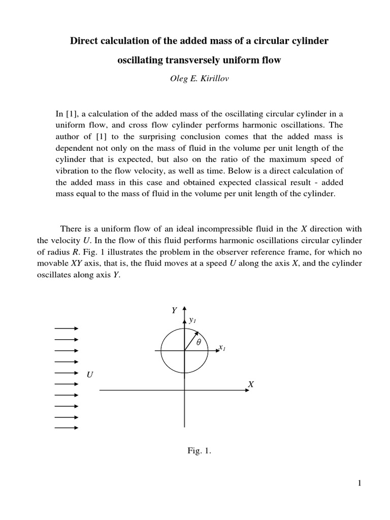 Added Mass of Oscillating Cylinder | PDF | Trigonometric Functions | Sine