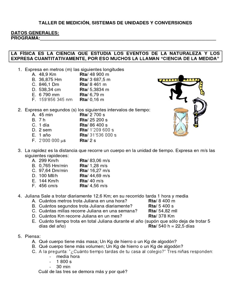 Taller de Mediciones - Conversión de Unidades | PDF