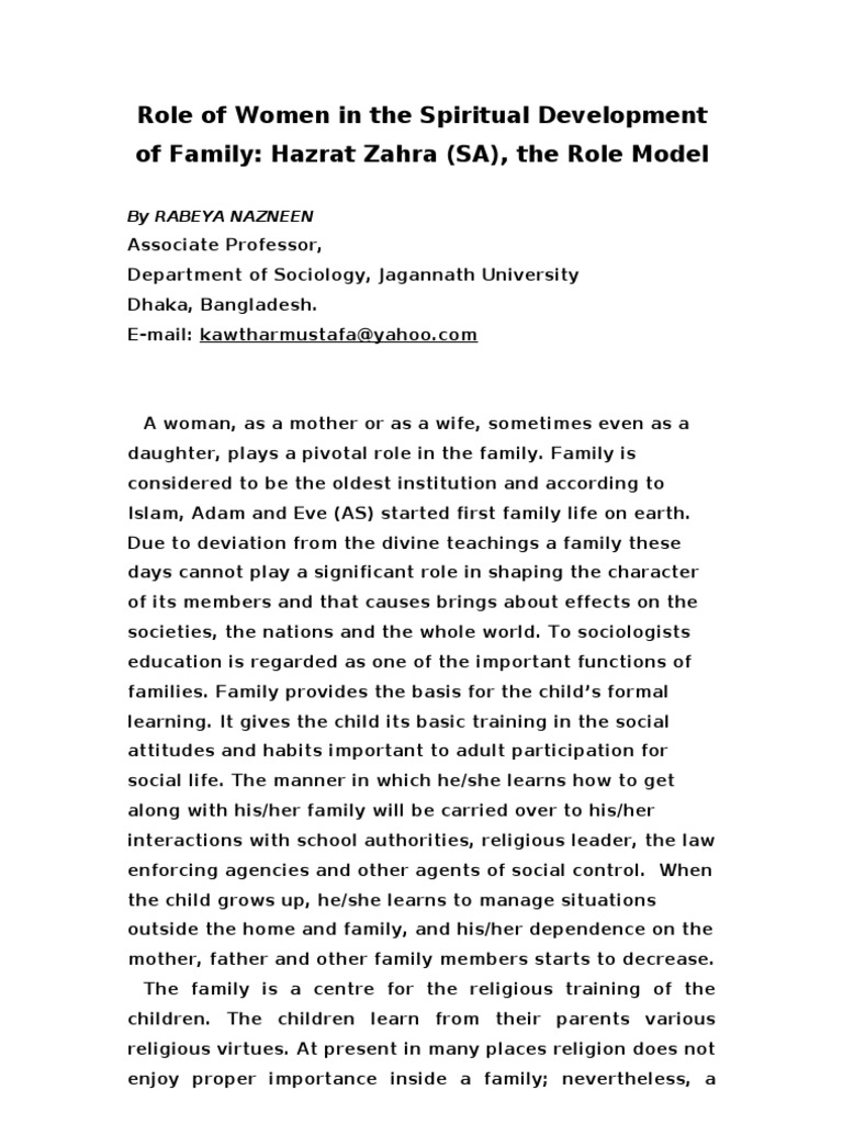 Role of Women in The Spiritual Development of Family | PDF ...