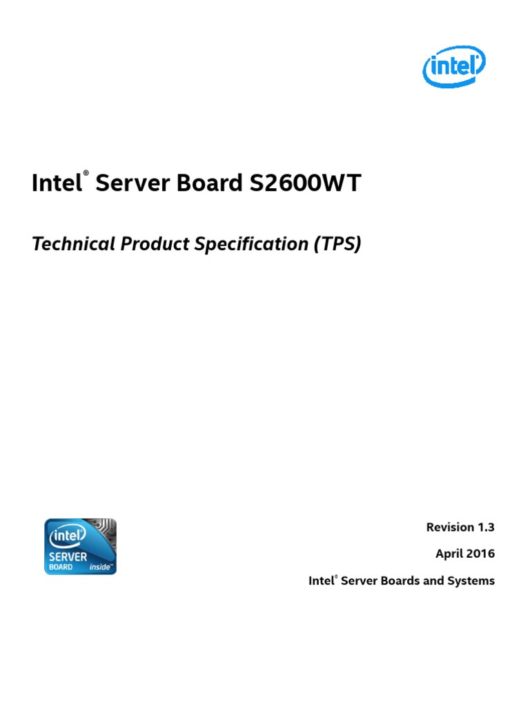 Intel Server Board S2600WT TPS R1 3 | PDF | Usb | Bios
