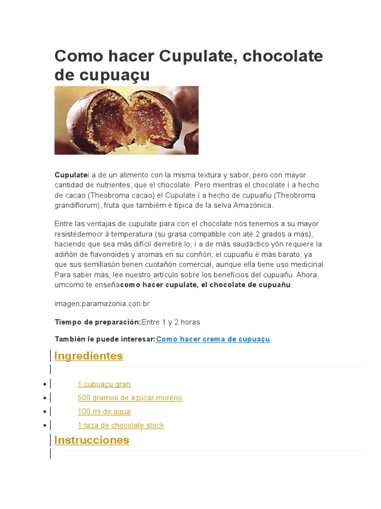 Como Hacer Cupulate | PDF | Chocolate | Cocinando