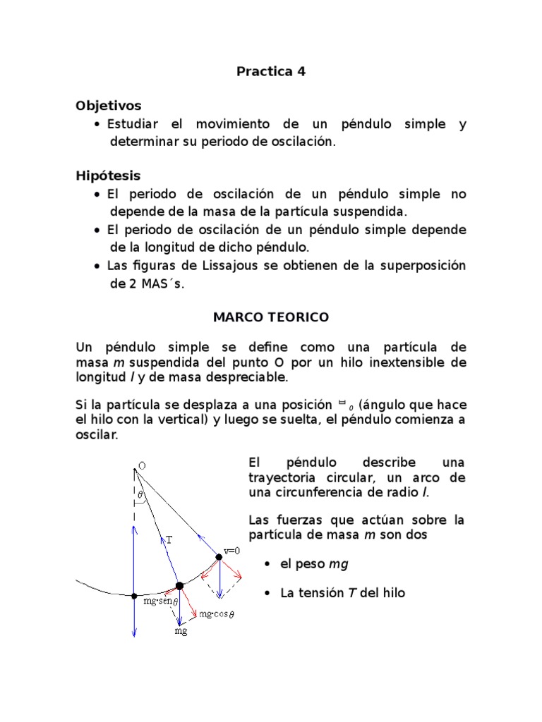 Practica 4 Pendulo Simple | PDF | Péndulo | Movimiento (física)