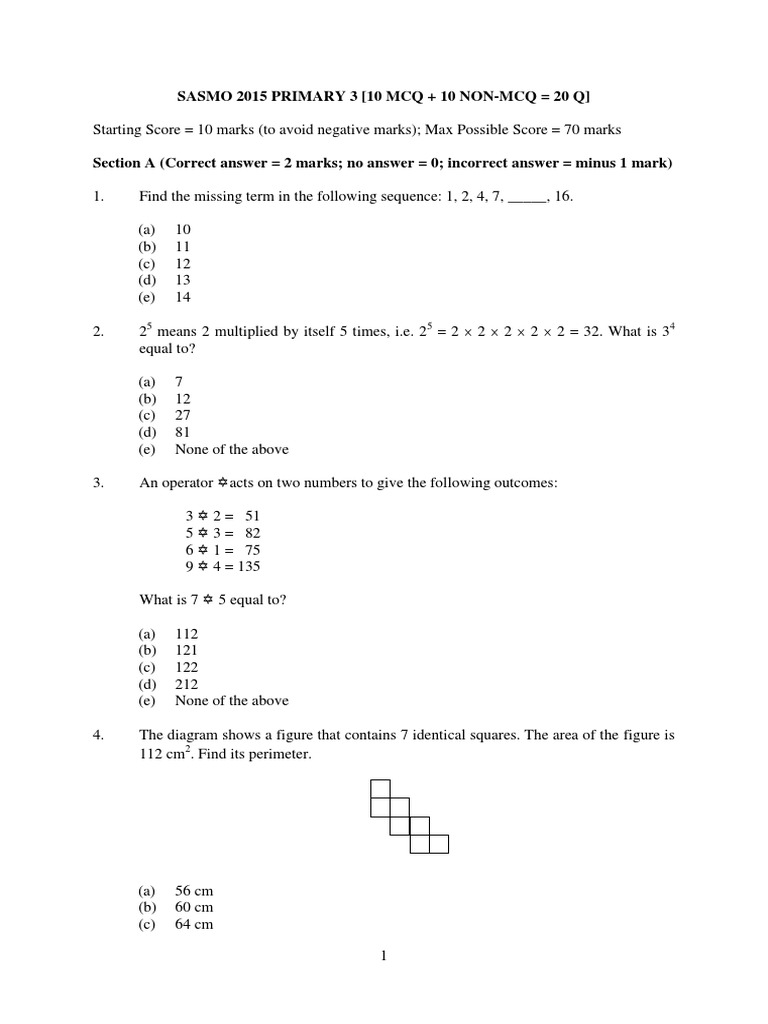 Primary 3 SASMO 2015 | Numbers | Elementary Mathematics