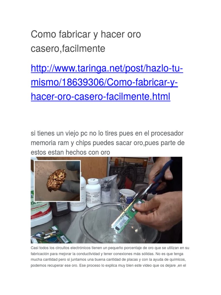 Como Fabricar y Hacer Oro Casero | Microprocesador | Oro