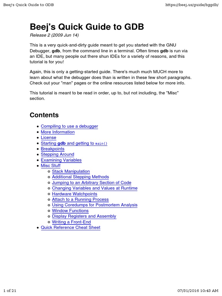 Beej GDB | PDF | Computing | Computer Programming