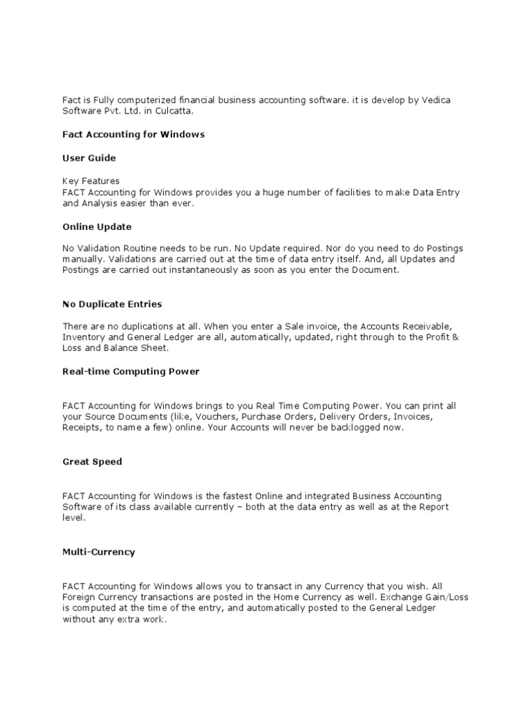 Fact Accounting For Windows User Guide | PDF | Value Added Tax | Debits ...