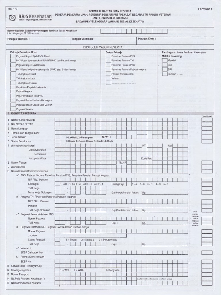 Gratis Formulir Bpjs Kesehatan Format Excel - downaload