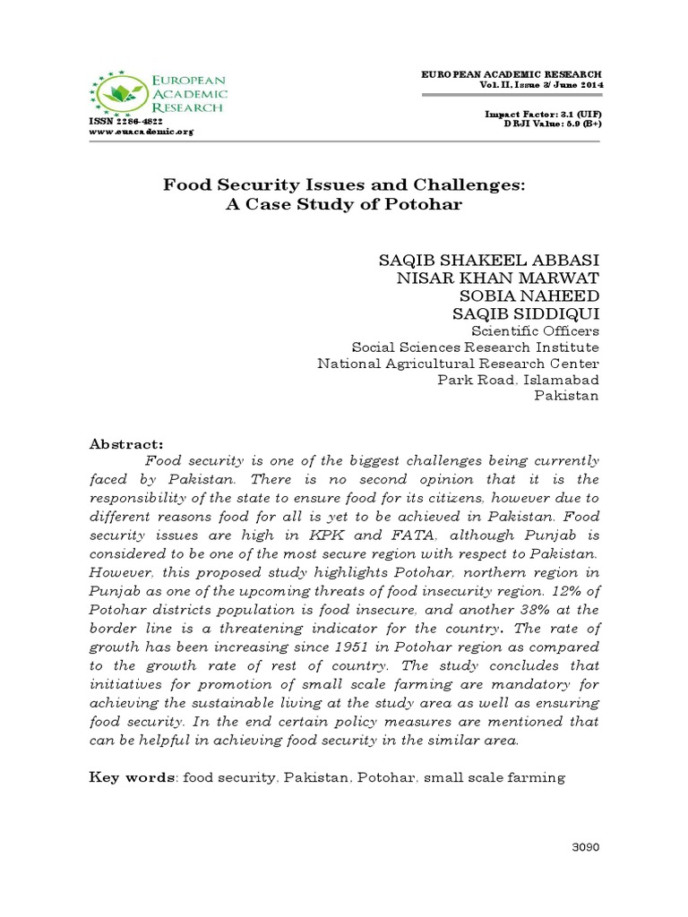 Food Security Issues and Challenges: A Case Study of Potohar | PDF ...