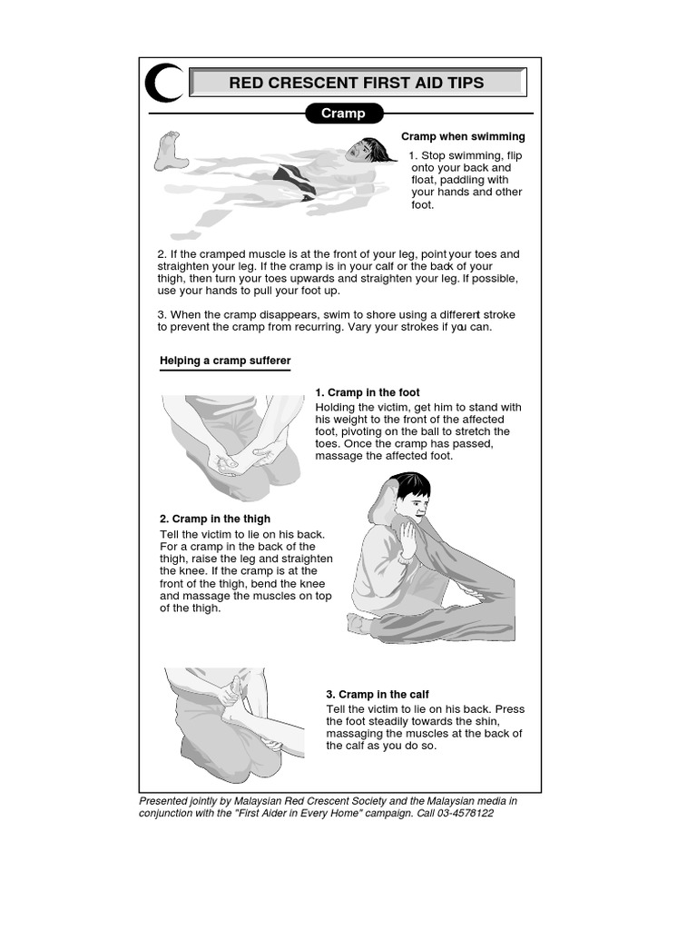 Red Crescent First Aid Tips: Cramp | PDF | Self-Improvement
