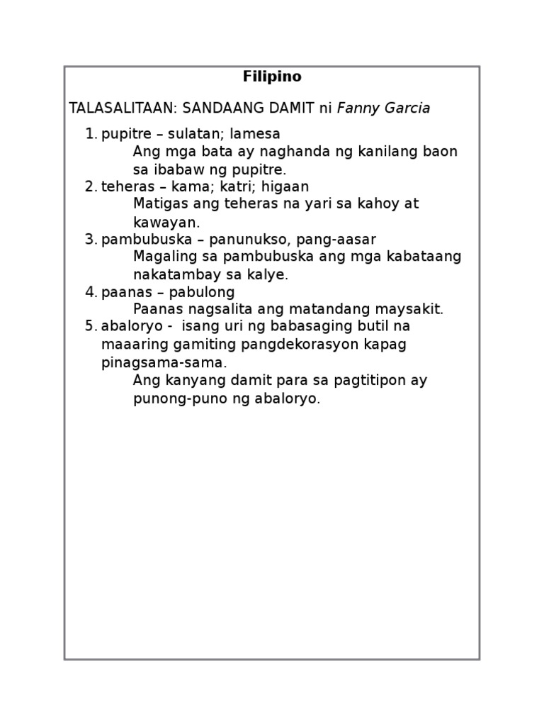 Fil Isandaang Damit | PDF