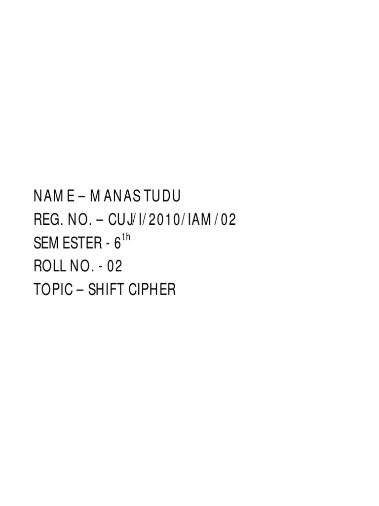 Shift Cipher PDF | PDF | Cipher | Cryptography Shift Cipher PDF | PDF | Cipher | Cryptography