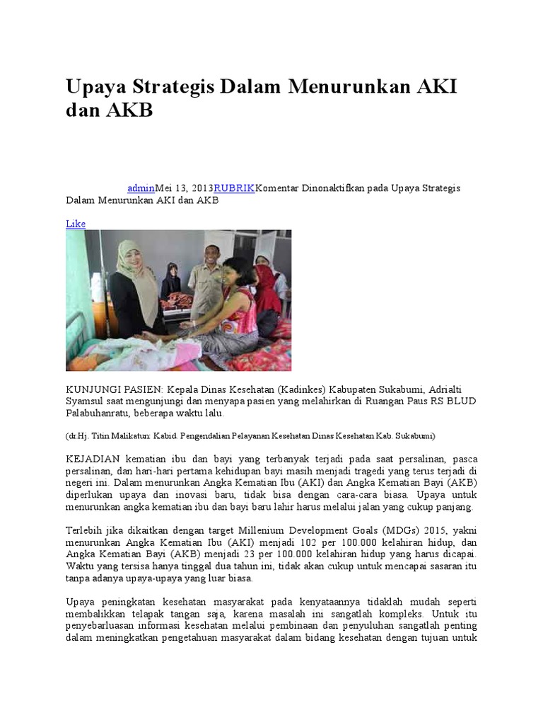 Upaya Strategis Dalam Menurunkan AKI Dan AKB | PDF