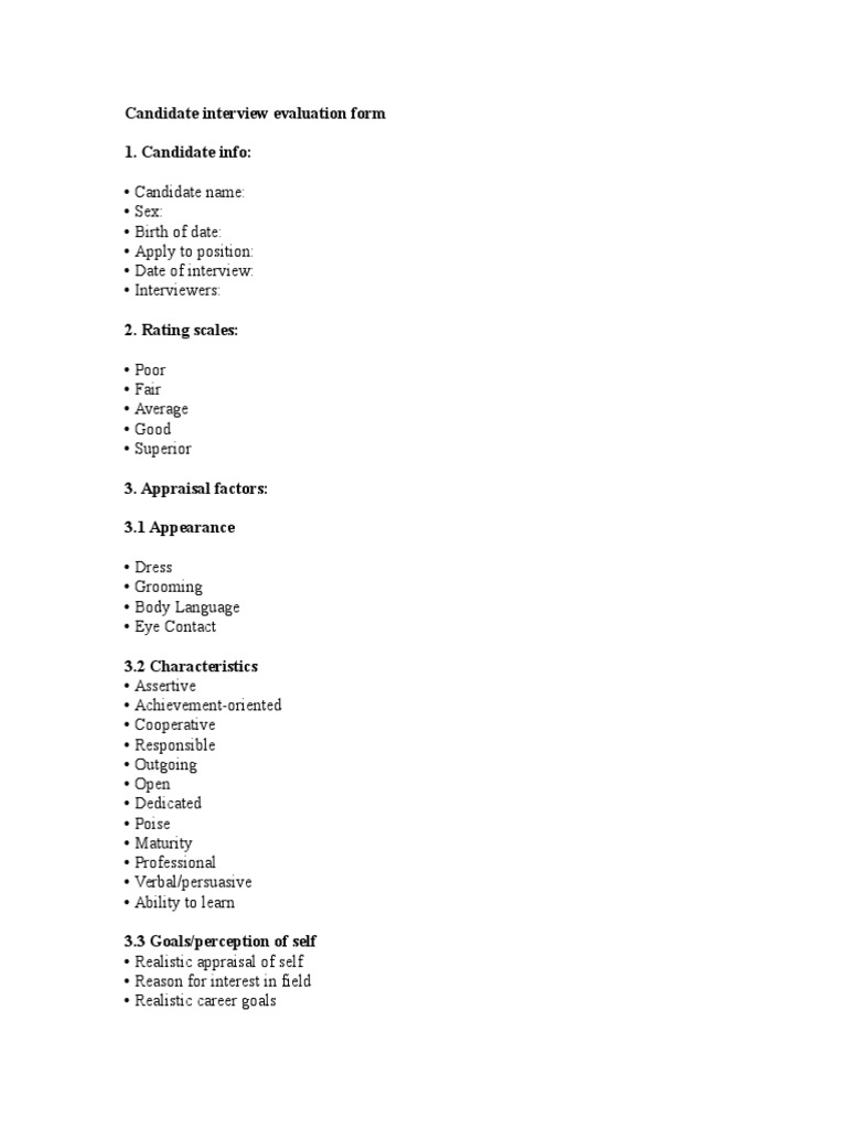 Candidate Interview Form | PDF