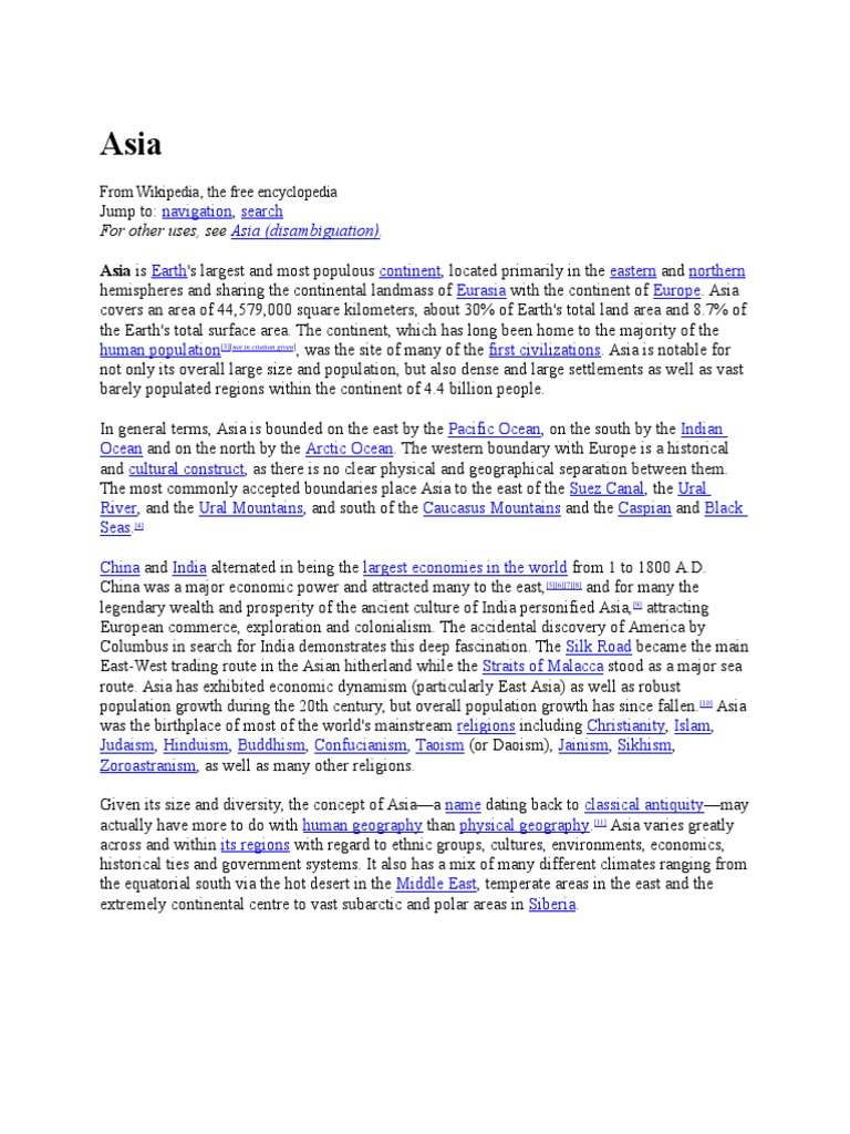 Asia | PDF | Asia | Continent