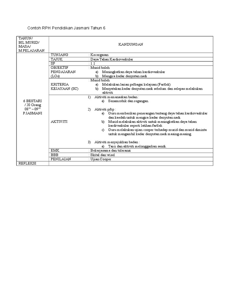 Contoh Rph Pj Tahun 6 - HillaryoiMercado