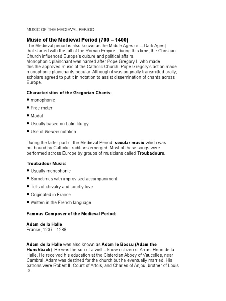 Music of The Medieval Period | PDF