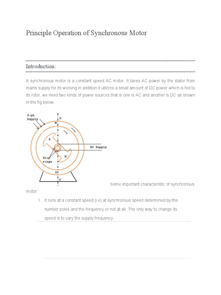 Principle Operation of Synchronous Motor | PDF | Power (Physics ...