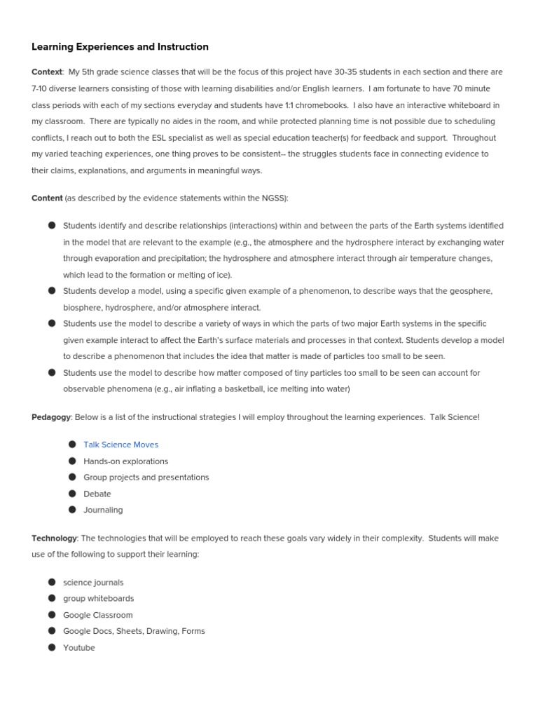 Learning Experiences and Instruction: Context | PDF | Social Science