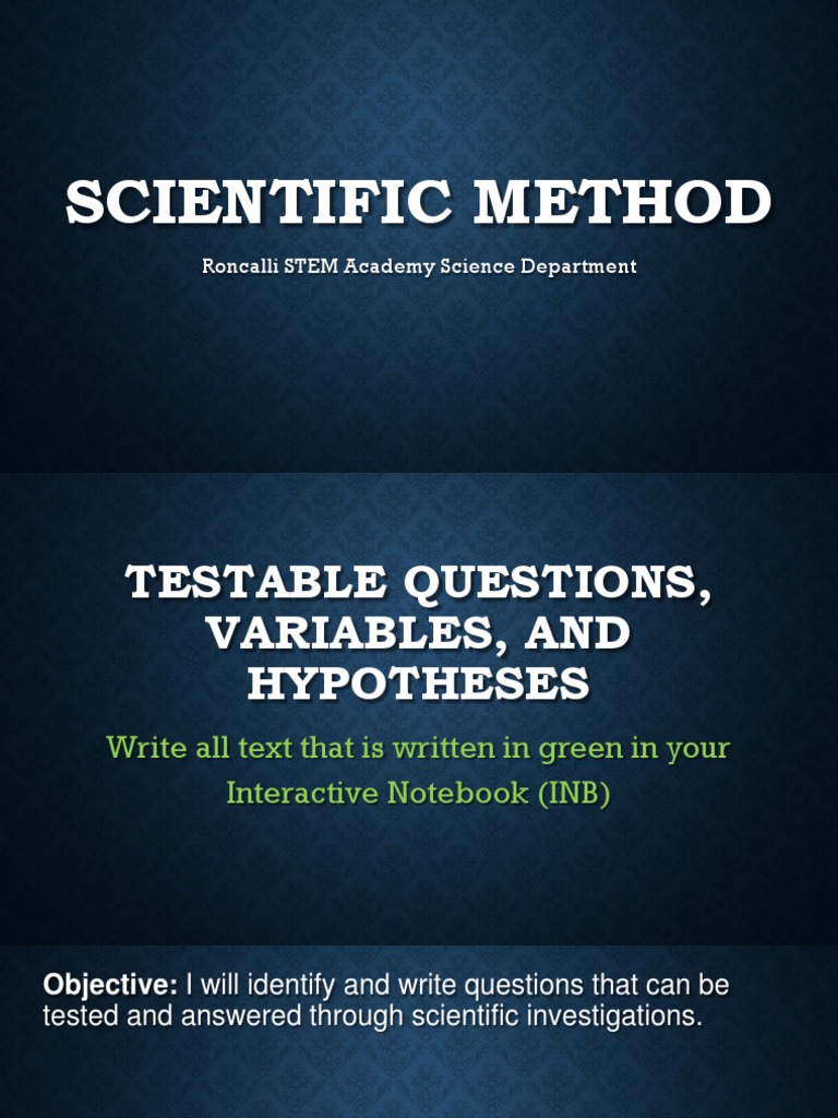Testable Questions and Variables | PDF | Scientific Method | Experiment