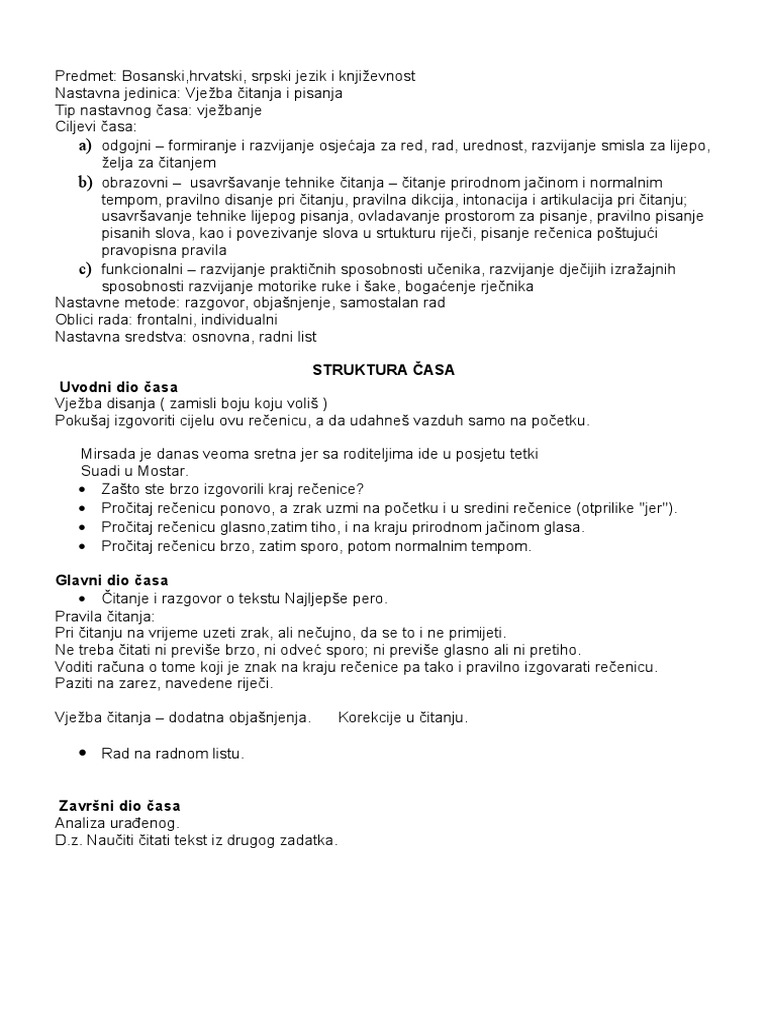 CiP Vjezba Citanja I Pisanja | PDF