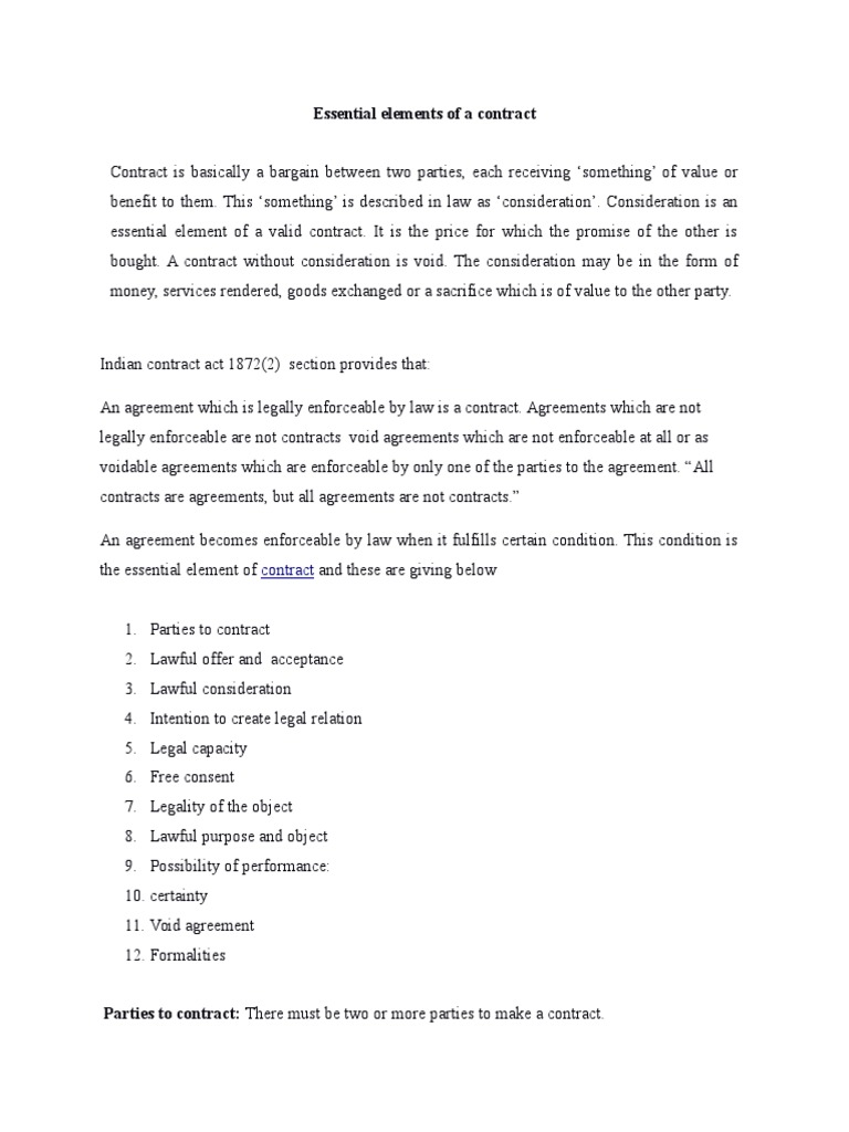 Contract Essentials Explained | PDF | Consideration | Legal Ethics