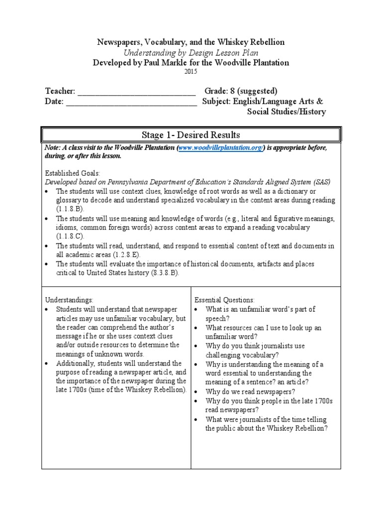 Whiskey Rebellion Vocabulary Lesson | PDF | Vocabulary
