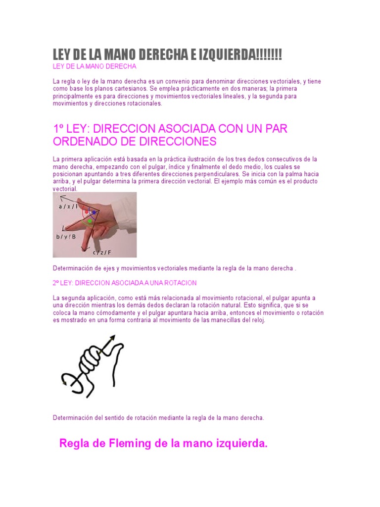 Ley de La Mano Derecha e Izquierda | PDF | Física | Filosofía natural