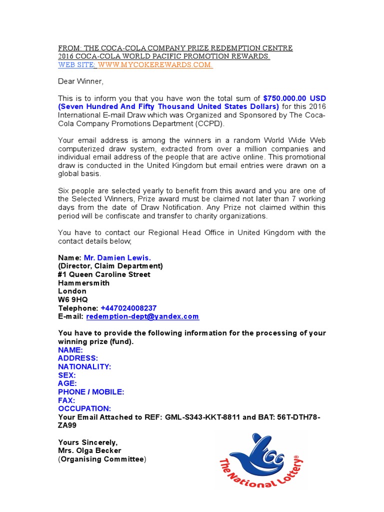 Coca-Cola Promotion & Prize Award | PDF