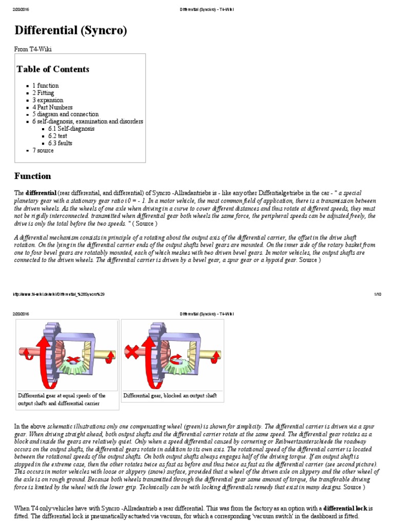 Differential (Synchro) - T4-Wiki | PDF | Axle | Gear