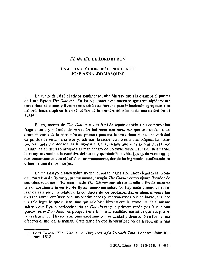 El Giaour - Lord Byron | PDF | Lord Byron | Religión y creencia