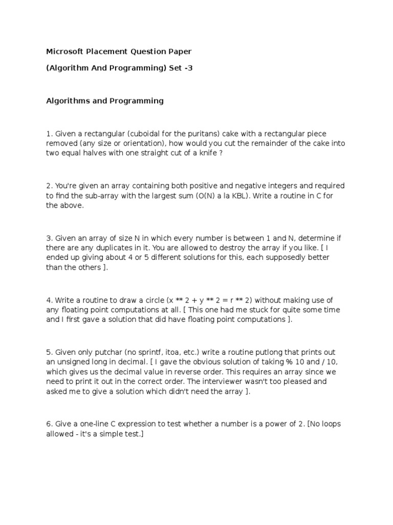 Microsoft Sample Paper 2 | PDF | Array Data Structure | String ...