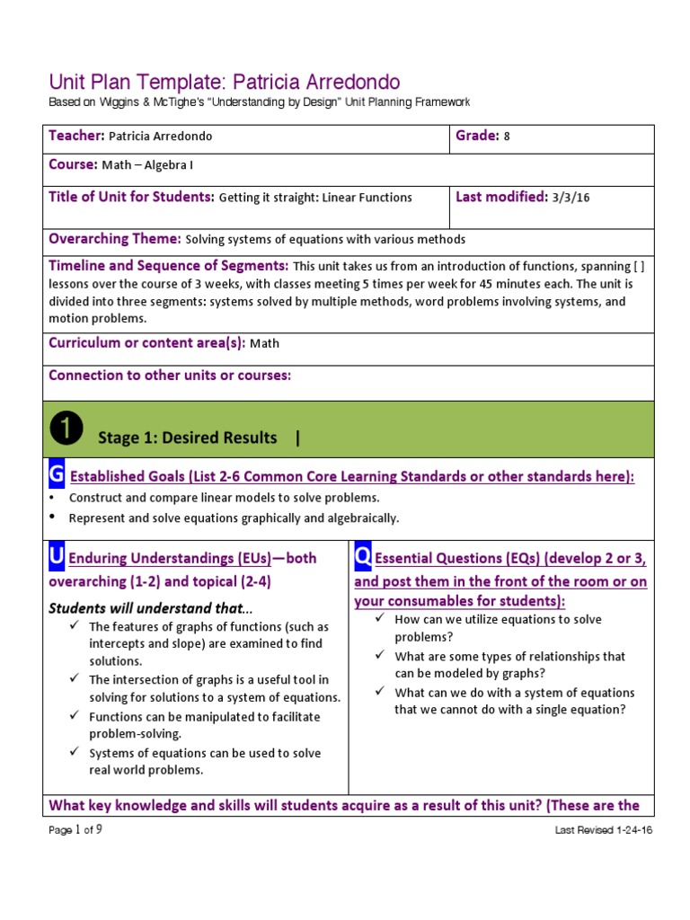 Domain Skills Dimension 3 - Unit and Lesson Plan | Equations | Teaching ...