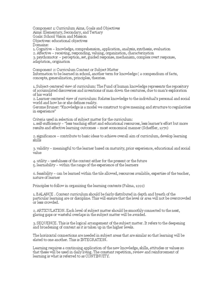 Key Components of Curriculum Development | PDF | Curriculum | Teaching ...